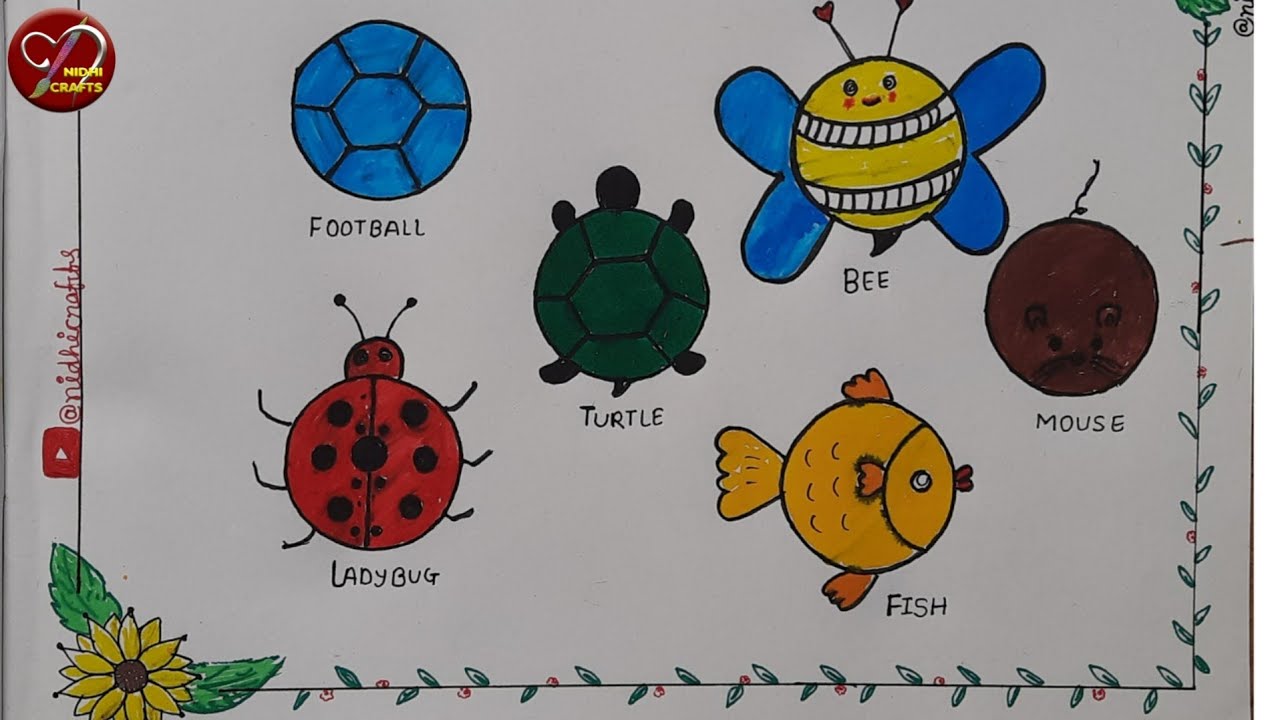 Drawing with circle/ Easy drawing with circle for kids/ Kids easy ...