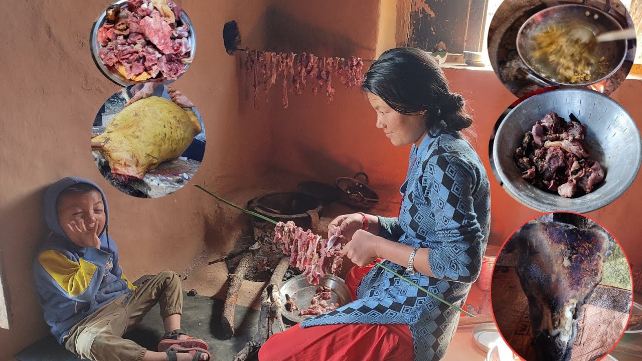 Manisha Cooking Goat Meet🦌Ep-8 | Best Nepali🇳🇵Mountain Village Family ...