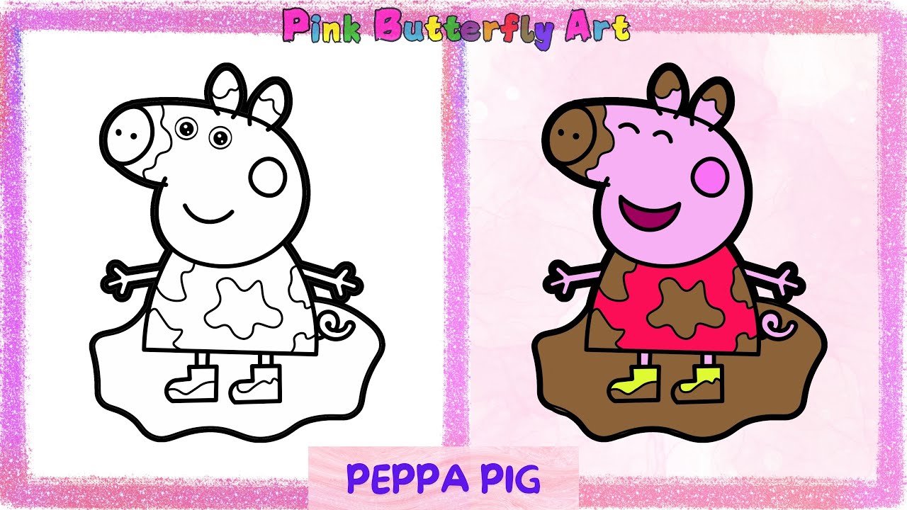 How to Draw Peppa Pig Jumping in the Muddy Puddles | Drawing Animations ...