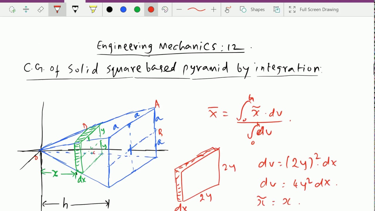 Engineering mechanics : - ( C.G. of solid square based pyramid ) -- 12 ...