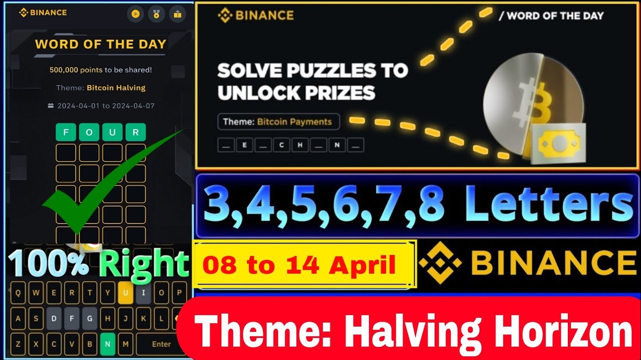 Binance theme Halving Horizon WOTD | Binance New WODL Answers Today ...