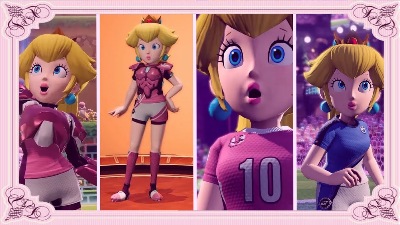🌸 Mario Strikers Battle League - Princess Peach Animations 🌸 - YouTube