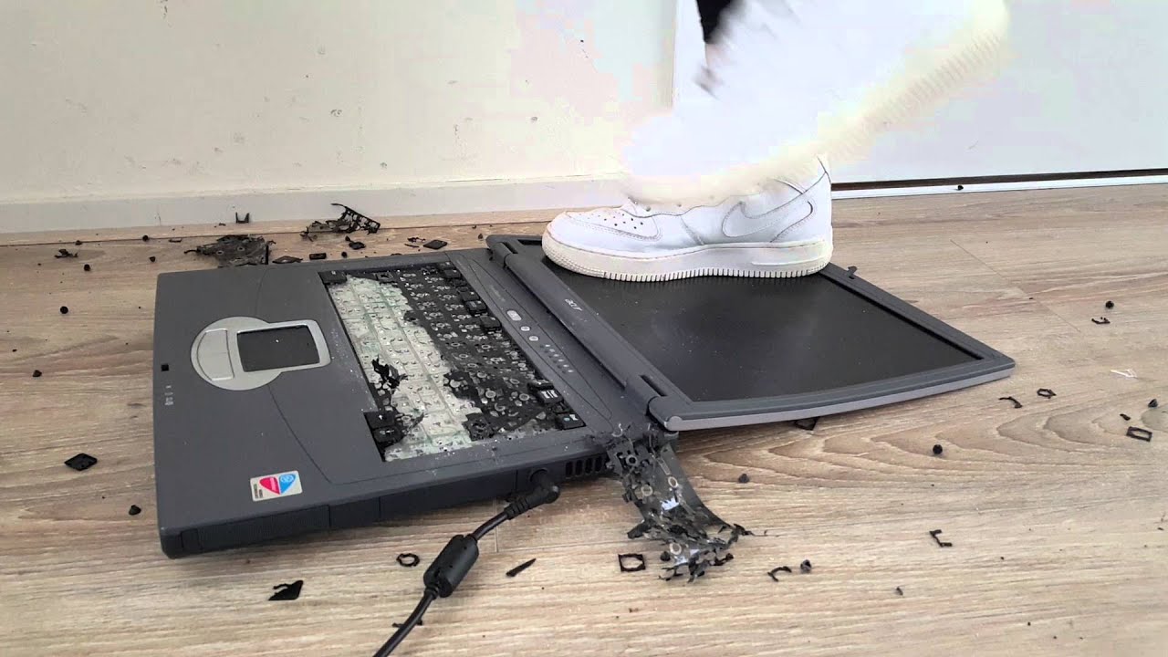 Sneakers crush laptop 1 - YouTube