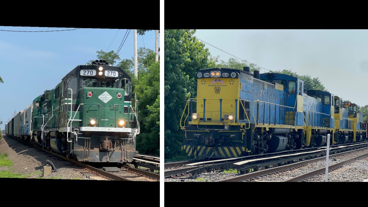 NYAR RS40 Meets 4 Engine LIRR Work Train at New South Rd! - YouTube