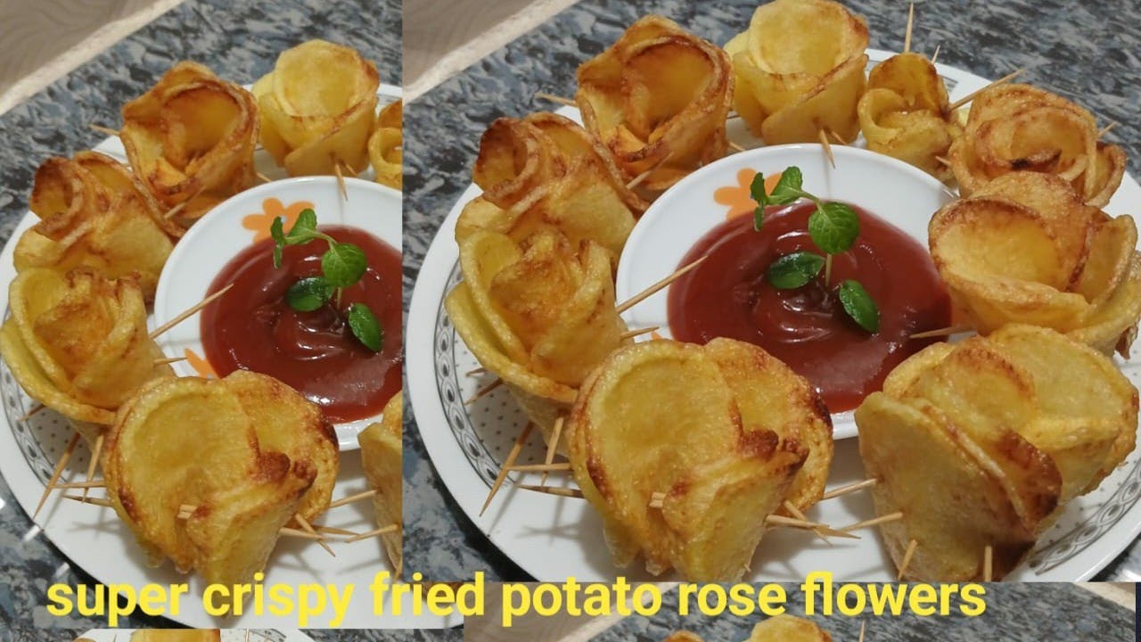 Crispy fried potato rose flower chips। Fall in love quick snacks recipe ...