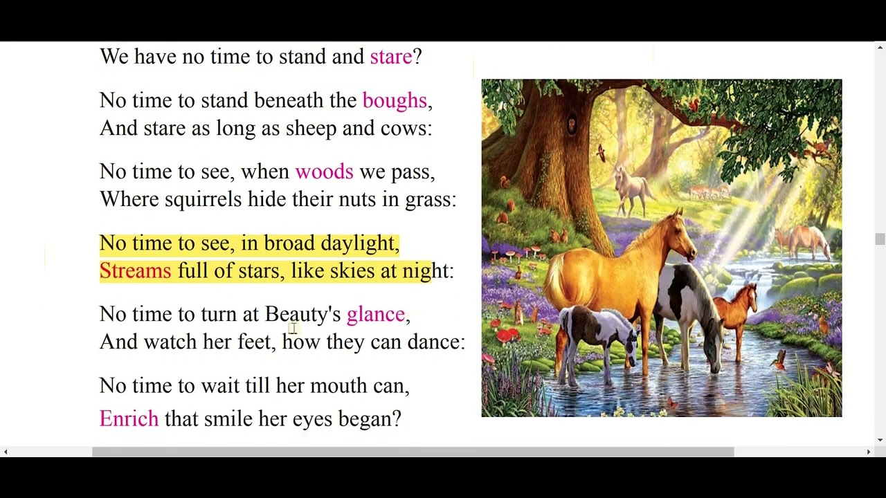 Grade 9-English/Leisure by W.H. Davies/ summary and stanza-wise ...