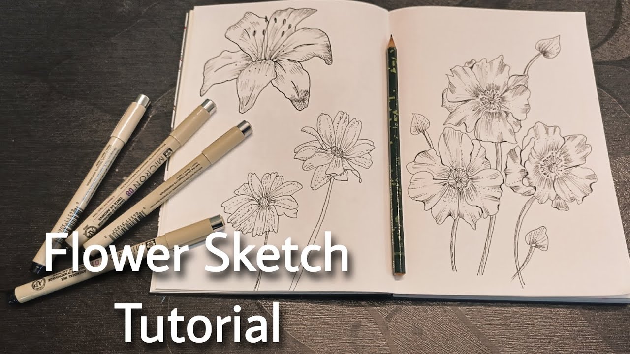 Flower Sketch Tutorial 🌺🌻🌹🌷#art #sketch #fineliner #pencildrawing - YouTube
