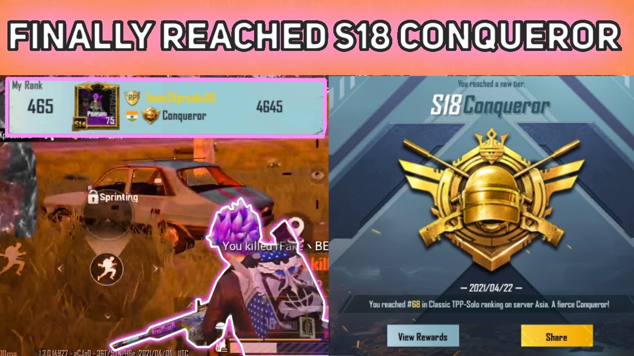 #465 rank | Finally I reached S18 Conqueror | Solo Rank Push Pubg ...