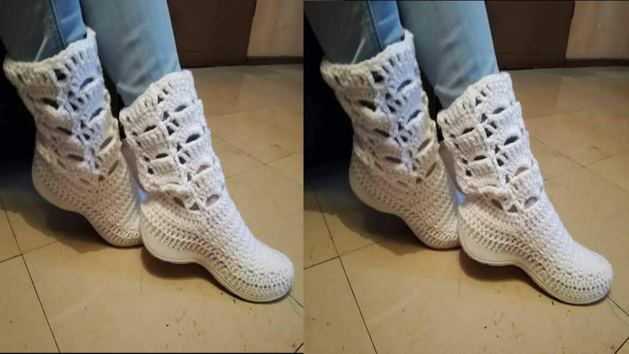 TEJIDO A CROCHET / ZAPATO _ BOTAS DE MUJER - YouTube