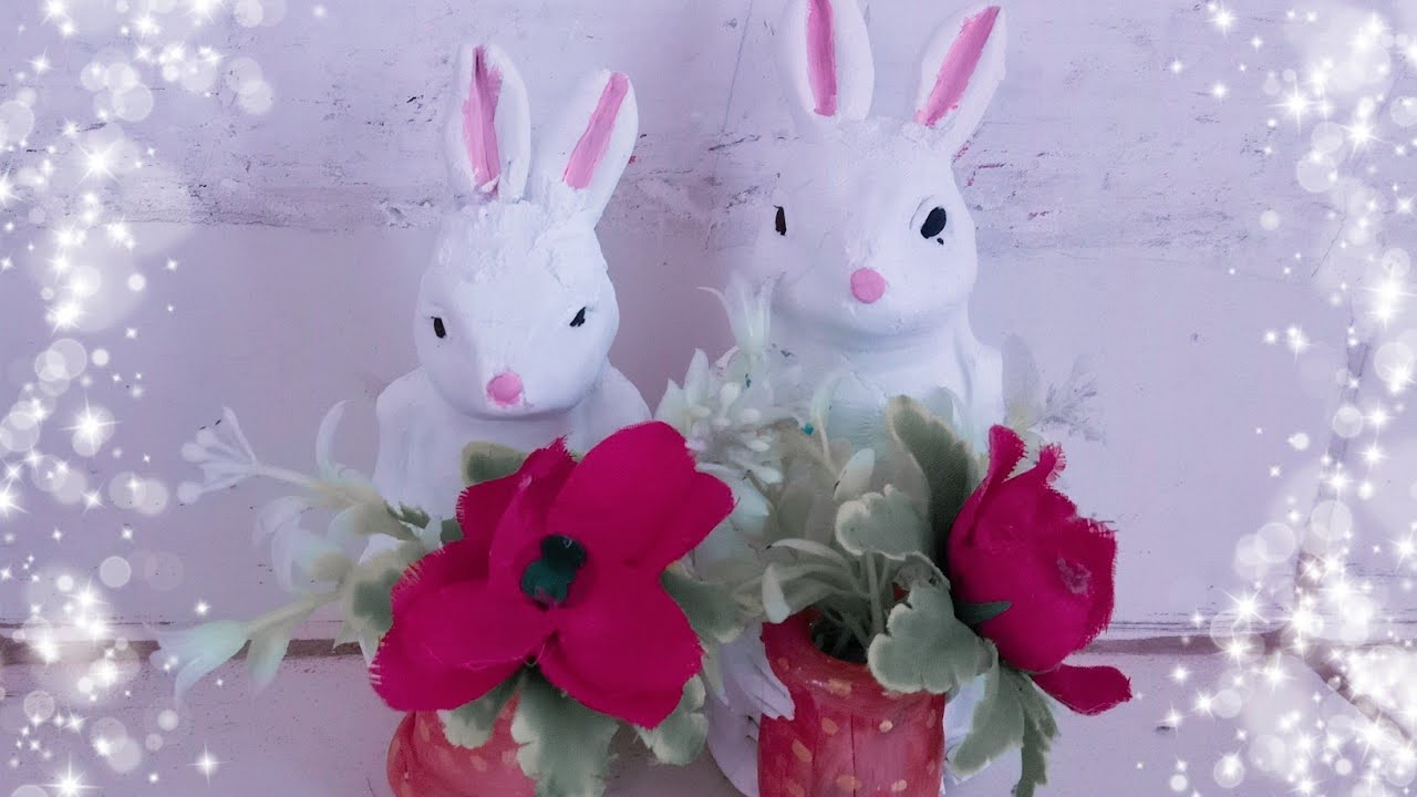 Rabbit craft, making plastic bottle and Wall putty craft... - YouTube