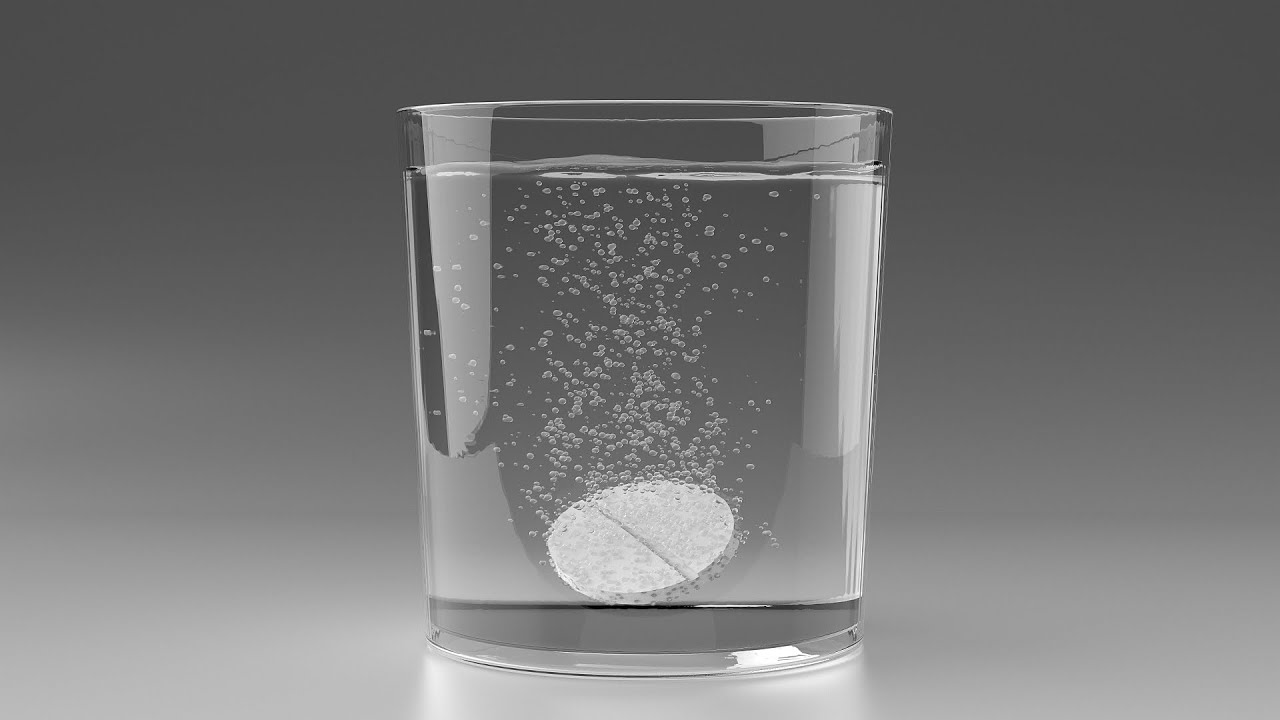 Effervescent tablet in glass. - YouTube
