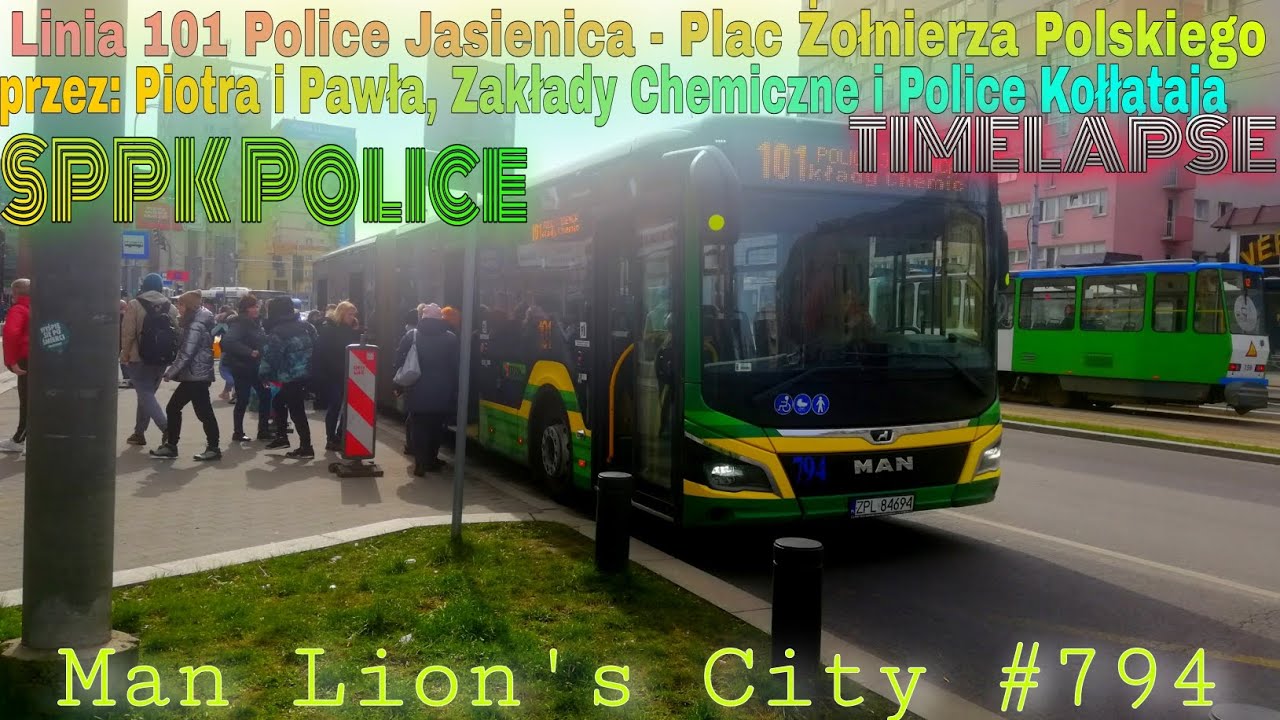 TIMELAPSE+OBJAZD- Szczecin linia 101 Police Jasienica - Plac Żołnierza ...
