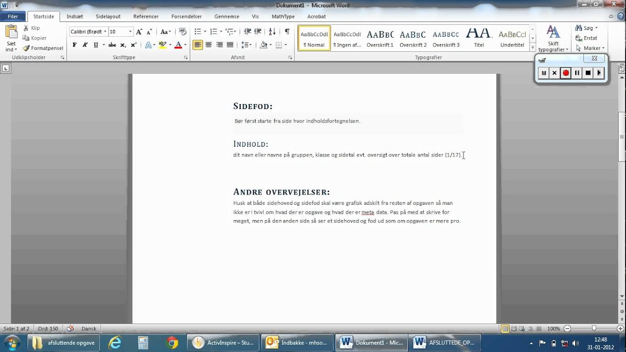 Hvordan opsætter man en opgave grafisk 2012 - YouTube