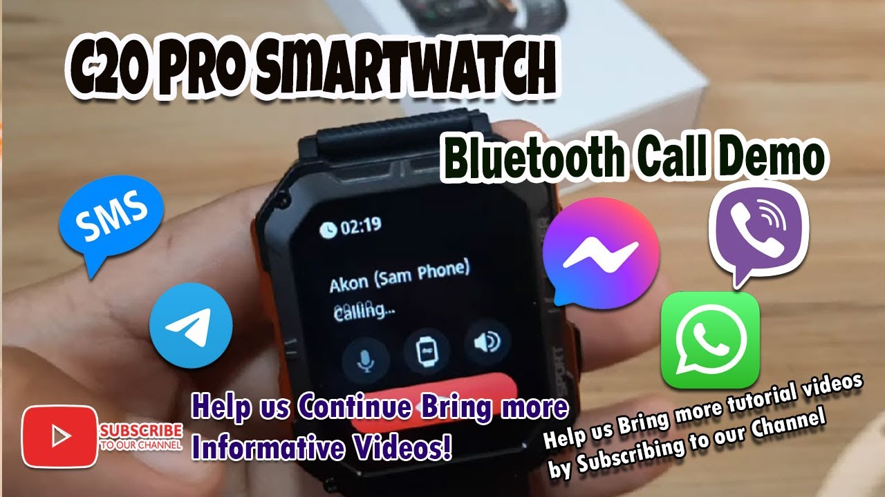 C20 Pro Smartwatch - Bluetooth Call, WhatsApp, Messenger, Telegram, SMS ...