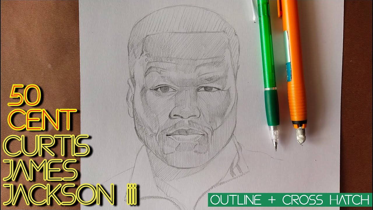 Drawing #50 cent - Curtis James Jackson III ( outline + cross hatch ...