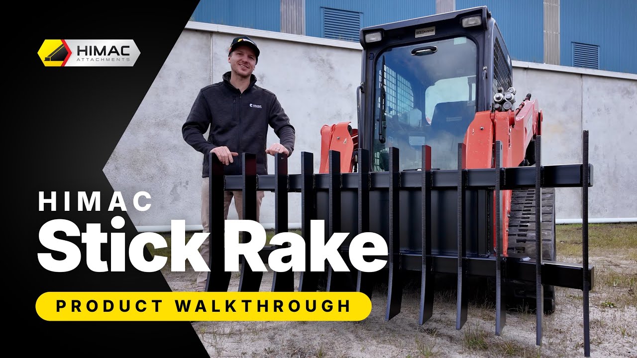 Clear Vegetation Fast with a Stick Rake - Himac Attachments - YouTube