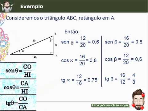 TRIGONOMETRIA NO TRIÂNGULO RETÂNGULO - EXEMPLO - SEN, COS E TG DE UM ...