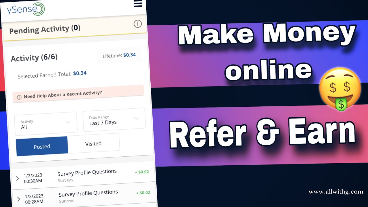Make Money online 🤑 How to Create Ysense Account | Refer and Earn Money ...