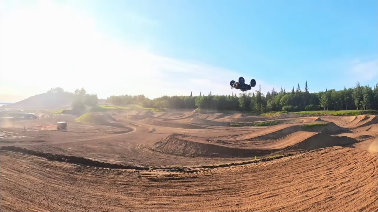 Lazy Backflip over the finish line jump. Arrma Outcast 8s EXB - YouTube