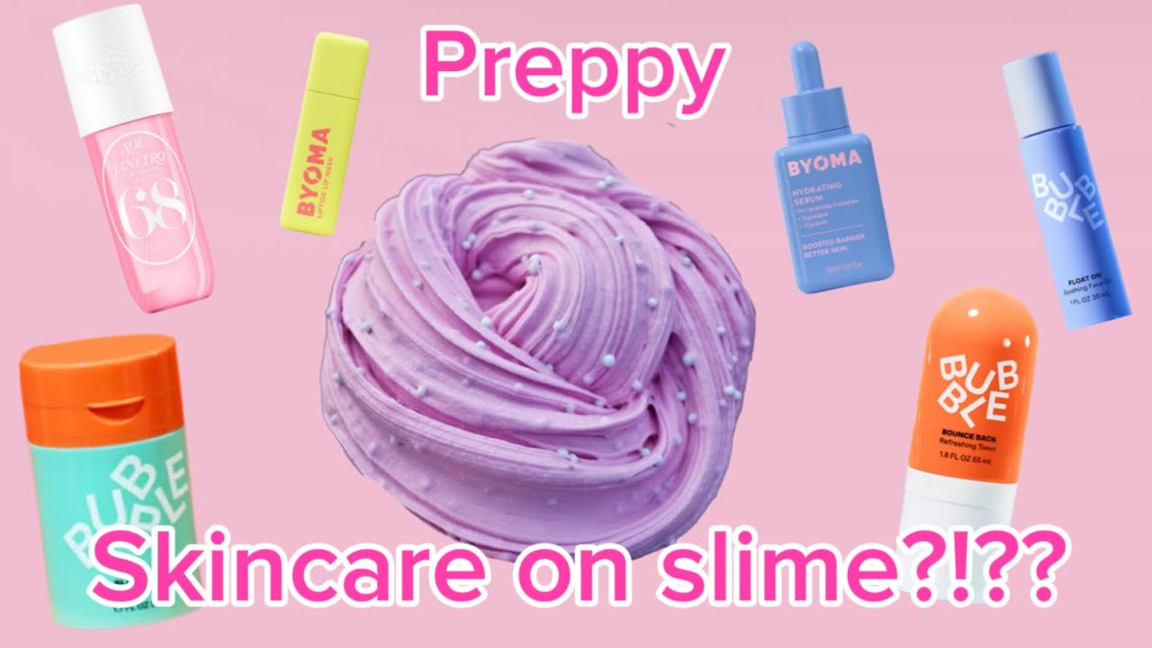 Doing my entire preppy skincare routine on my slime!!! - YouTube