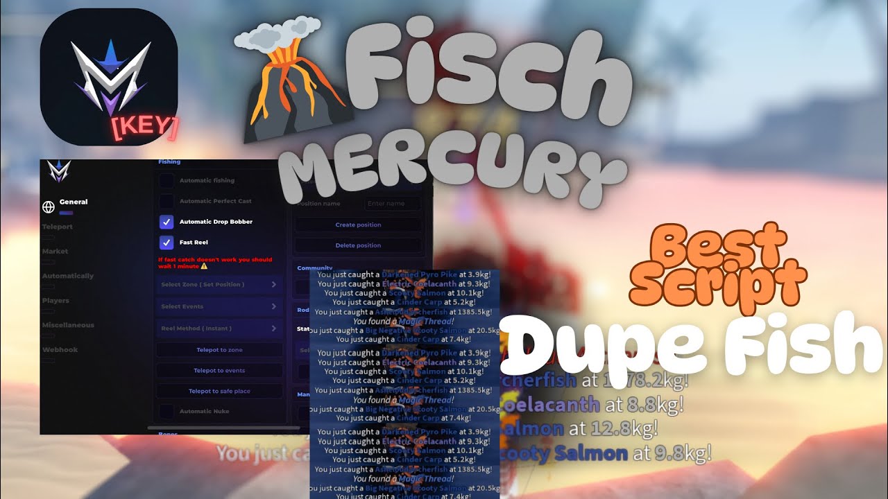 [🌋]Fisch 🐟 script MERCURY | auto farm | ez money and exp | Dupe fish ...