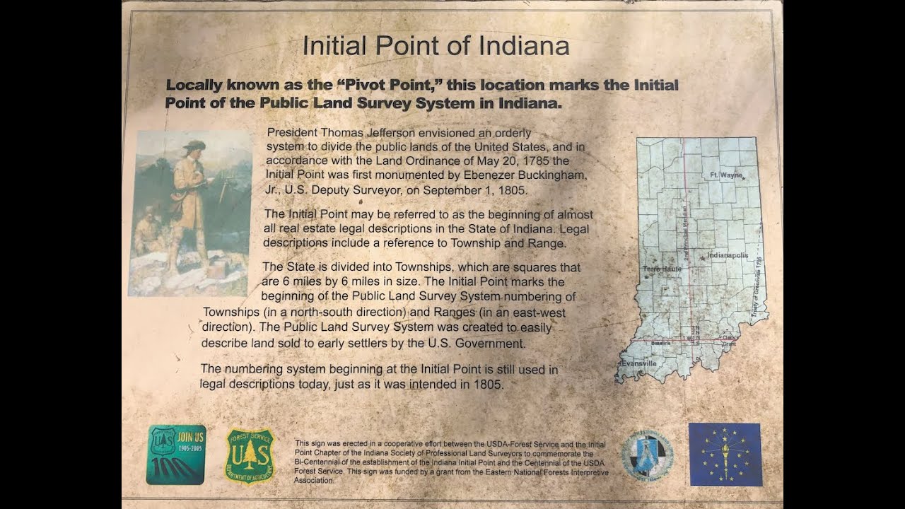 INITIAL POINT / PIVOT POINT INDIANA / Start of Public Land Survey in ...