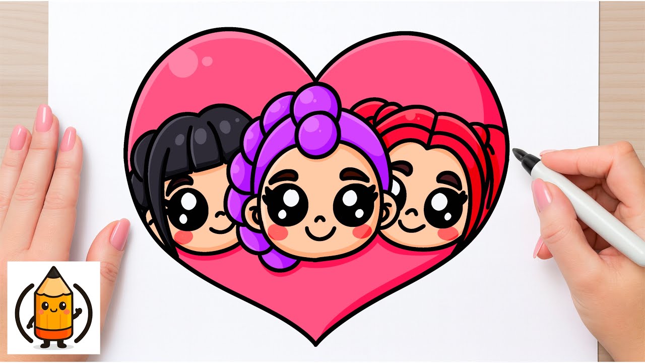 How To Draw Huntrix In A Heart | RUMI, ZOEY & MIRA | K Pop Demon ...