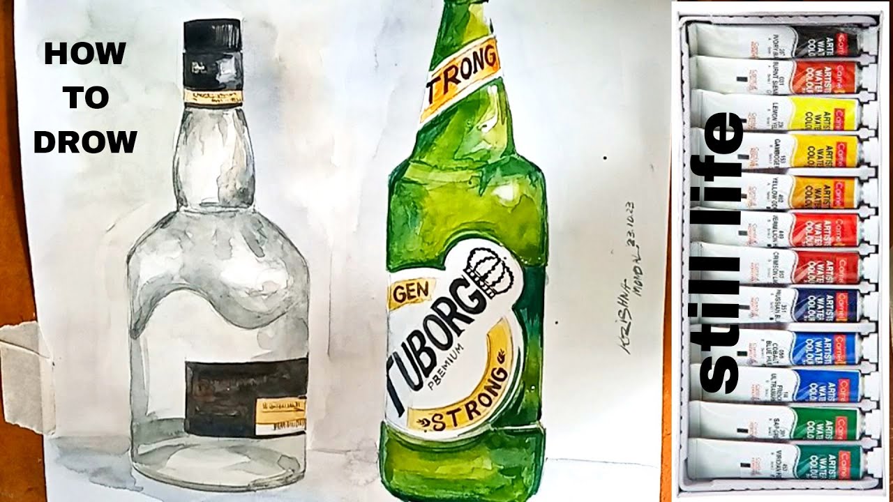 still life drawing step by step/how to draw still life/watercolor ...