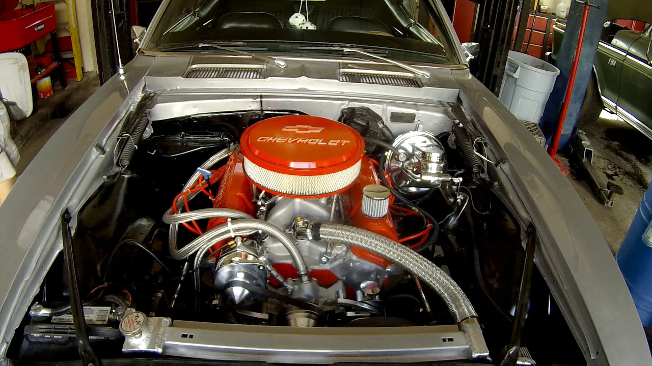 1968 Camaro Blue Print 383 stroker crate engine first start - YouTube