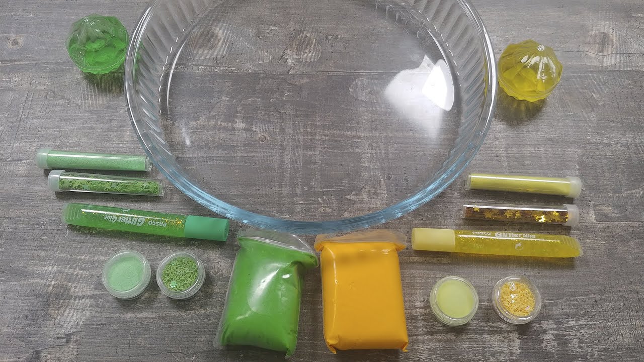 Green and Yellow DIY Slime/Lets make together! - YouTube