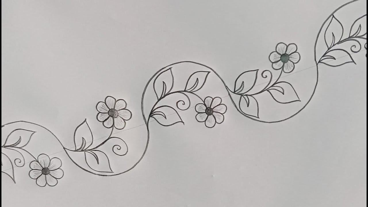 Pencil Drawing-54,Beautiful Border Design Hand Drawing for Dress, How ...