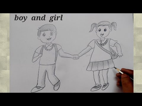 boy and girl drawing l how to draw boy and girl easy - YouTube