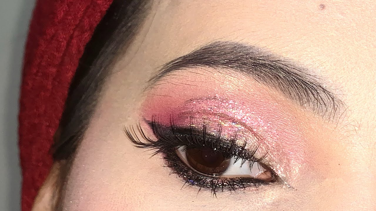 Pink Glitter Eye Makeup Tutorial - YouTube