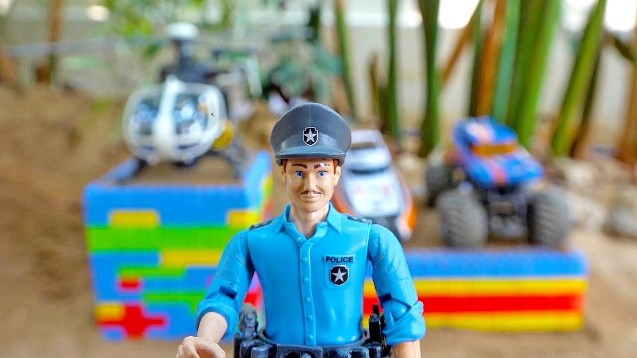 경찰차 중장비 자동차 장난감 트럭놀이 Police Car Toy with Excavator Truck Play - YouTube