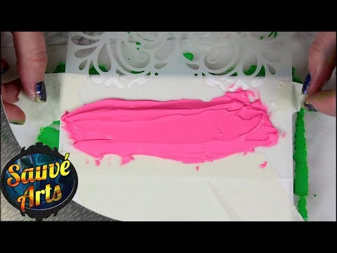 Fluid Acrylic Painting - Fluorescent Modeling Paste and Stencil - YouTube