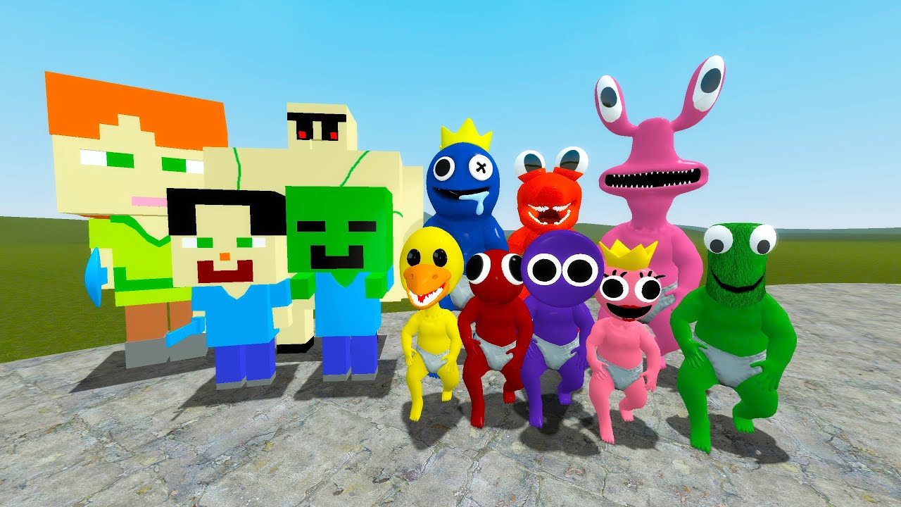 Garry's MOD - BABY RAINBOW FRIENDS VS 3D NEXTBOT MINECRAFT, GARTEN OF ...