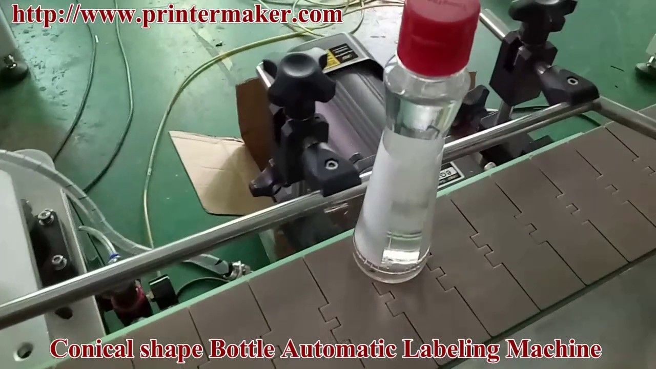 Conical Shape Bottle Automatic Labeling Machine ALM-21200 - YouTube