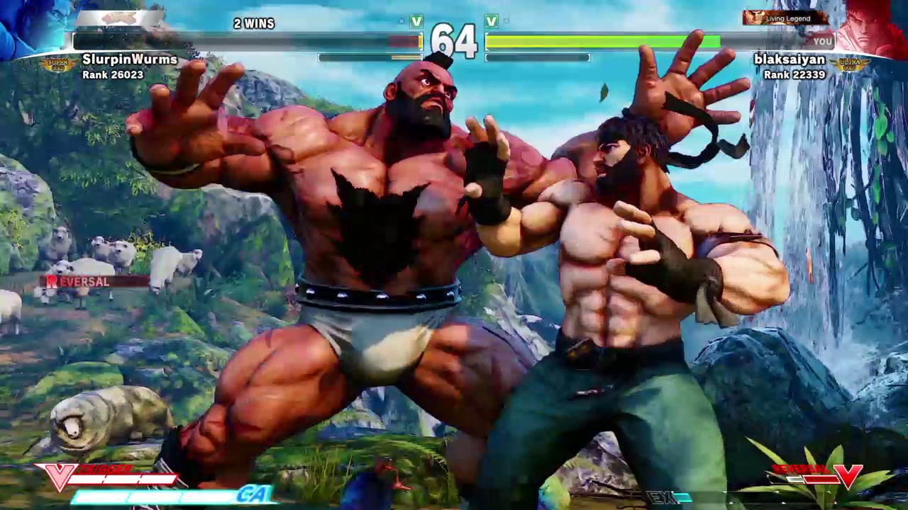 SFV blaksaiyan Ryu vs Zangief, nut punch ouch - YouTube