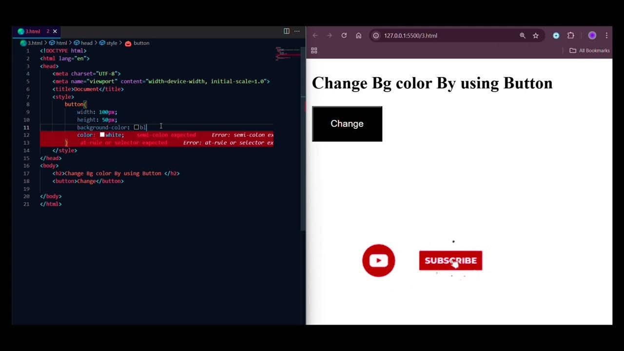 How To Change Background-color By Using Button Click #coding#javascript#webdevelopment #shorts# ...
