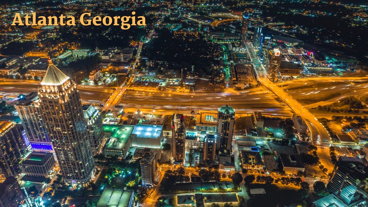 Atlanta Georgia City Night by Drone 4k - Atlanta City Georgia Night ...