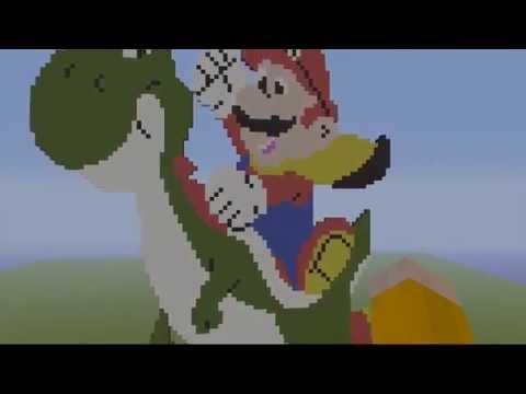 Yoshi and Mario ~ Minecraft Super Mario Bros Pixel Art