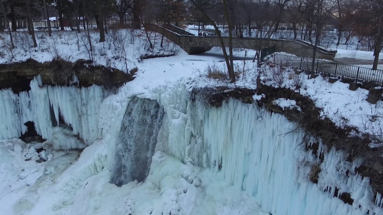Frozen Minnehaha Falls: Aerial Drone Video in Winter - YouTube