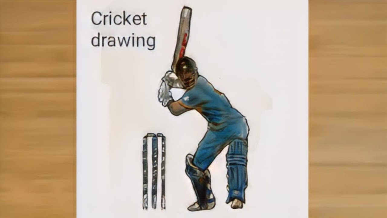 How to draw Batsman Cricketer || Cricket drawing || Cricketer drawing ...