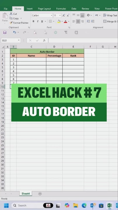 Auto Border in Excel Made EASY for Beginners #shorts #exceltips #exceltricks - YouTube