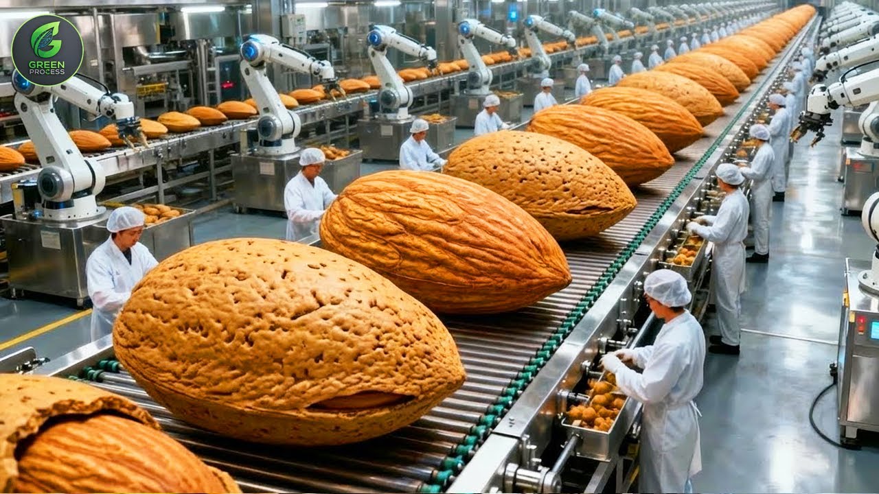 Inside The BIGGEST Crunchy Almond Farm & Factory - From Seed to Harvest ...
