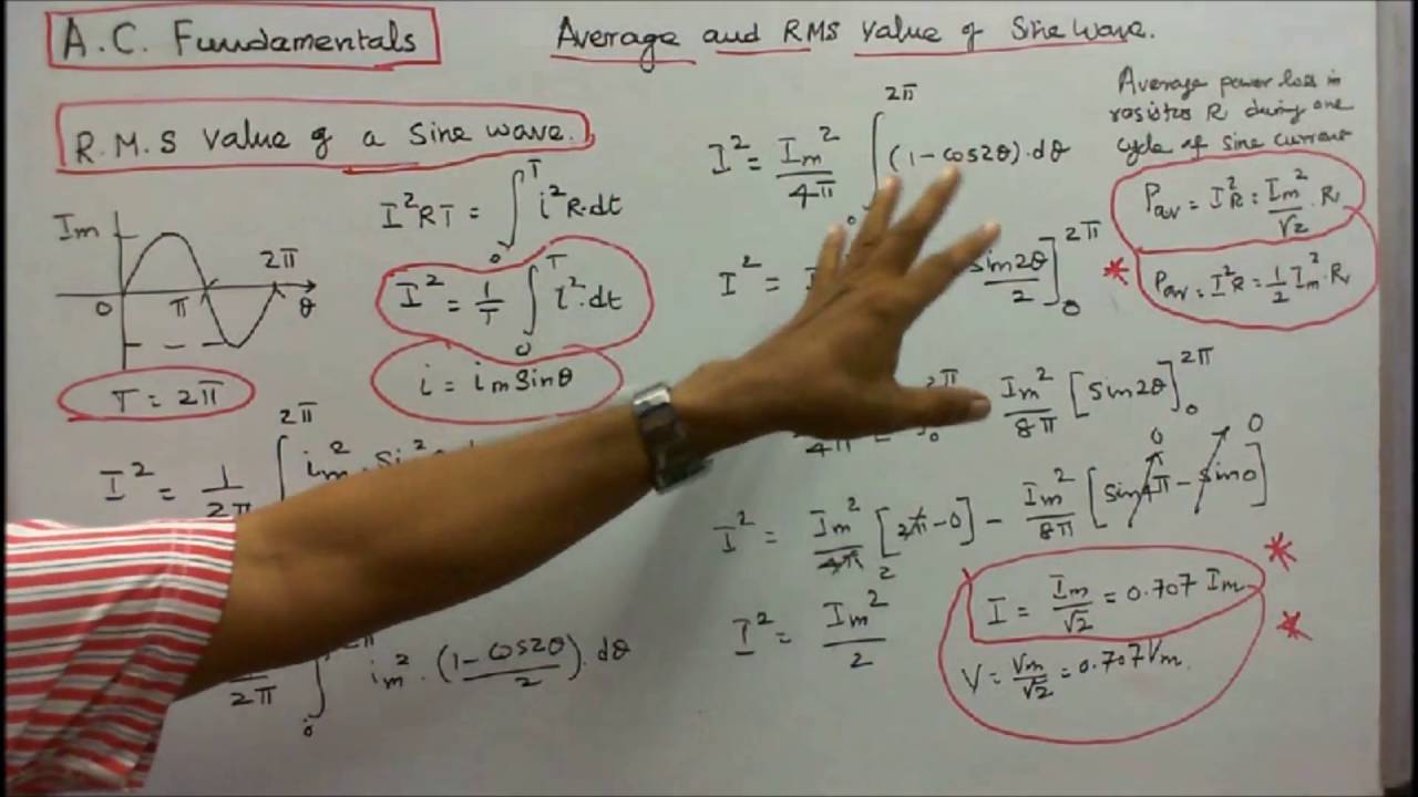 A C FUNDAMENTALS PART 02 AVERAGE AND R M S VALUE OF A SINE WAVE