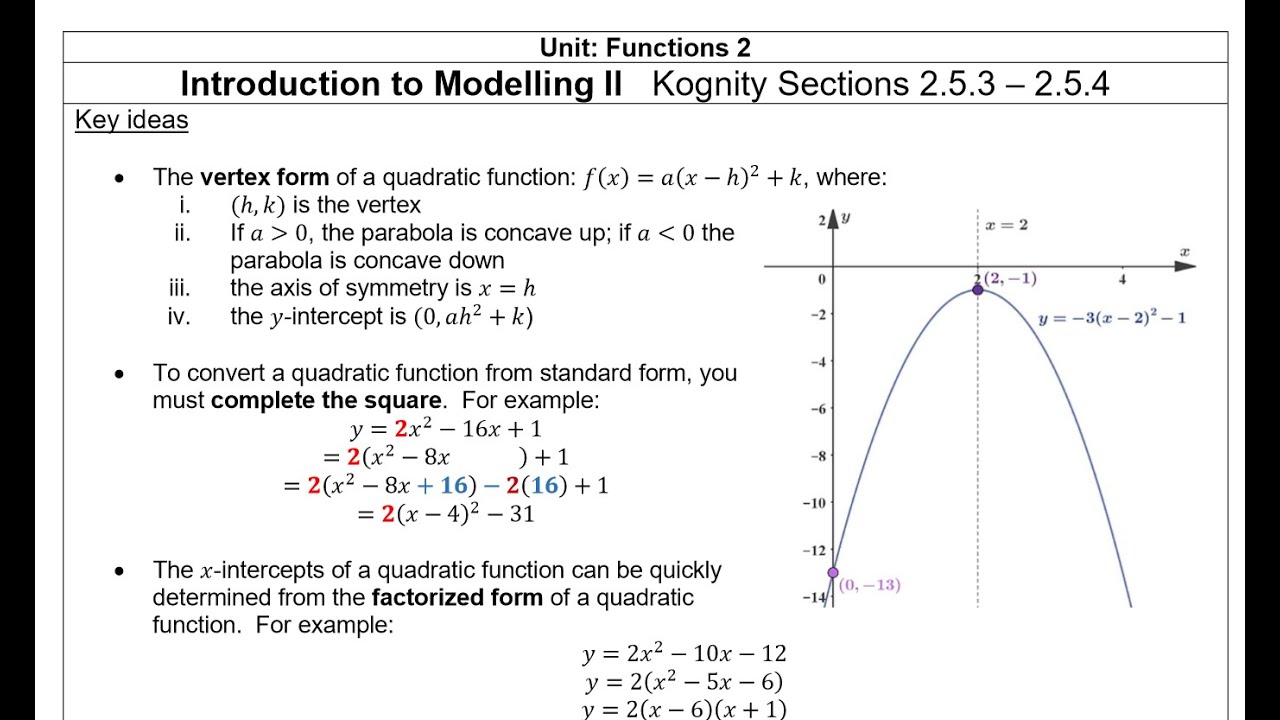 I.B. Mathematics A&I Lesson 2.5b: "Introduction to Modelling II" - YouTube