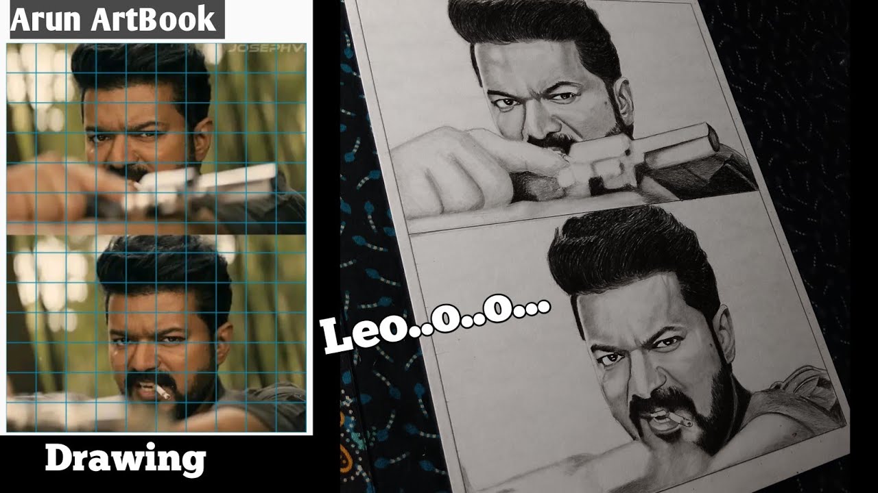 LEO Vijay / Vijay Drawing Easy / Vijay Drawing Grid Method / Thalapathy ...