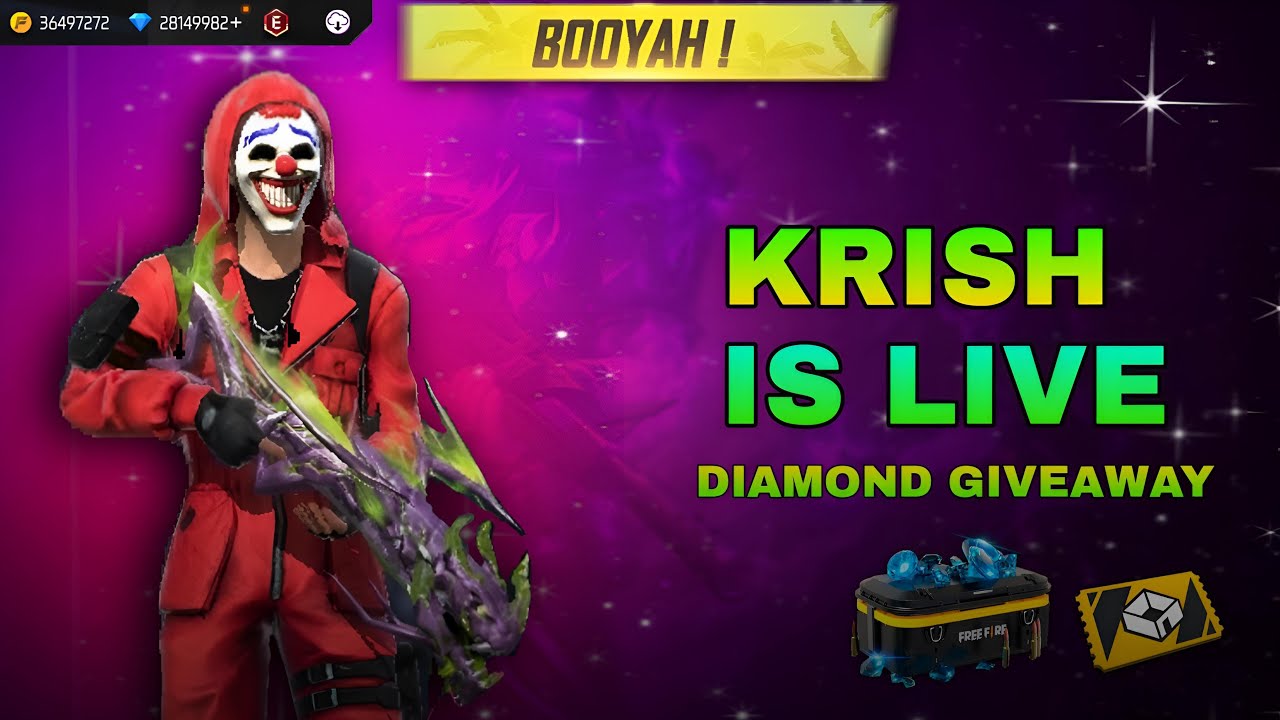 KRISH FF LIVE Unlimited diamond giveaway - YouTube