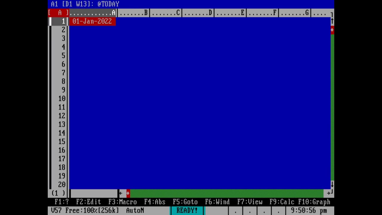 Happy New Year in a DOS spreadsheet - YouTube